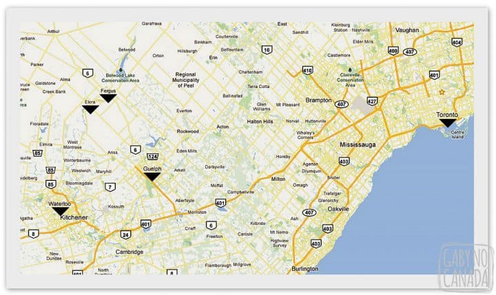 Elora, Fergus, Guelph - Gaby no Canadá